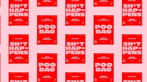 Planet Underdog: plastic-free poop bags. Shop at Fluffy Collective